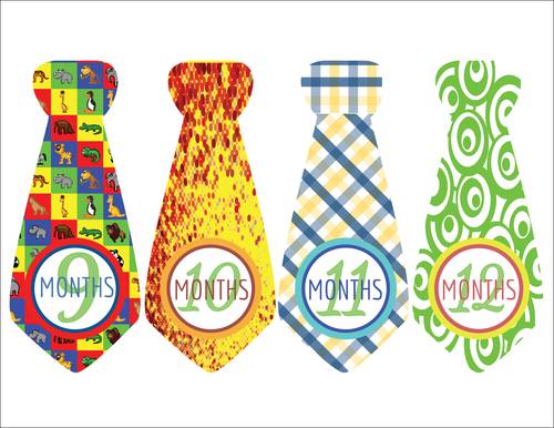 Baby Boy Photo Age Labels with Cute Tie 9 - 12 months - Label Templates ...