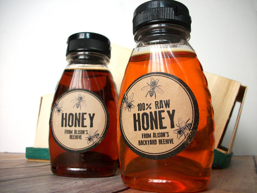 Rubber Stamp Honey Kraft Paper Canning Jar And Bottle Labels Customer 