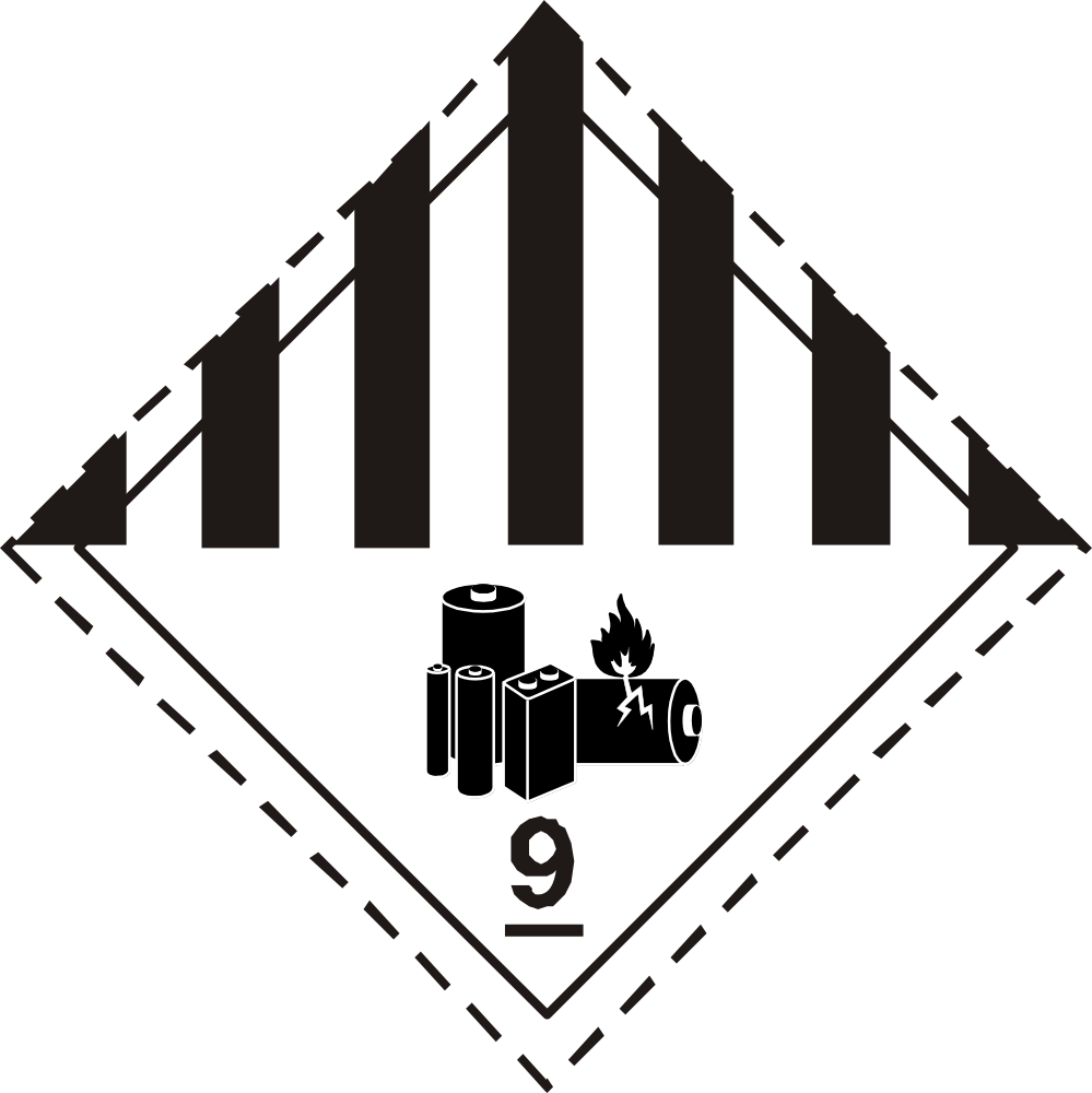 OnlineLabels Clip Art - ADR Pictogram 9A -Lithium Ion Batteries