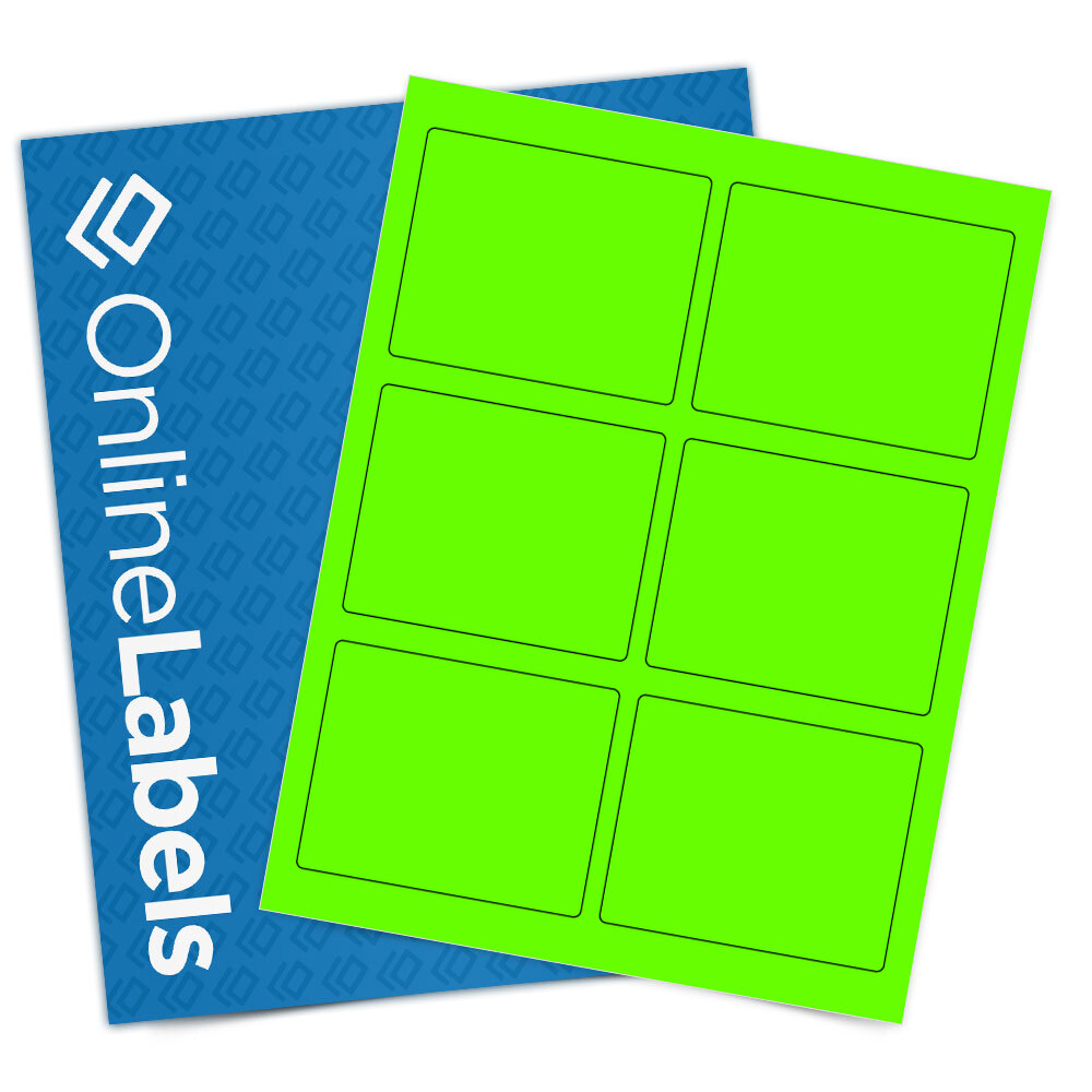 3.75" x 3" Labels - Fluorescent Green - OL172FG