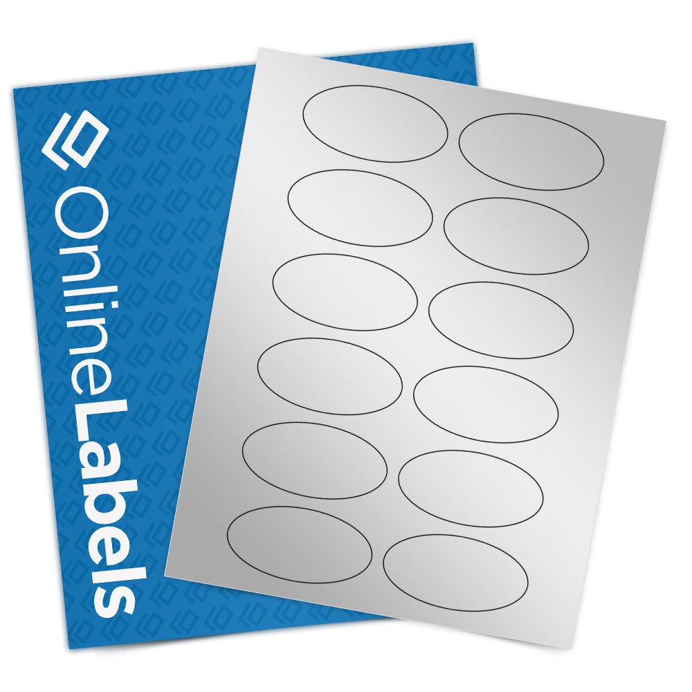 3" x 1.5" Oval Labels - Silver Foil Laser - OL892SF