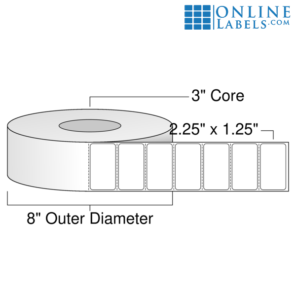 2 25 X 1 25 Roll Labels Standard White Thermal Transfer RL2678TT