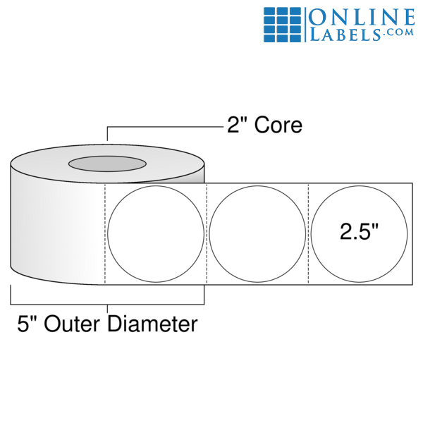 2.5" Circle Inkjet Roll Labels - White Gloss - RL2943GW