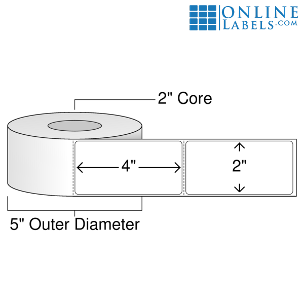 2" x 4" Inkjet Roll Labels - Weatherproof White Gloss - RL3995IW