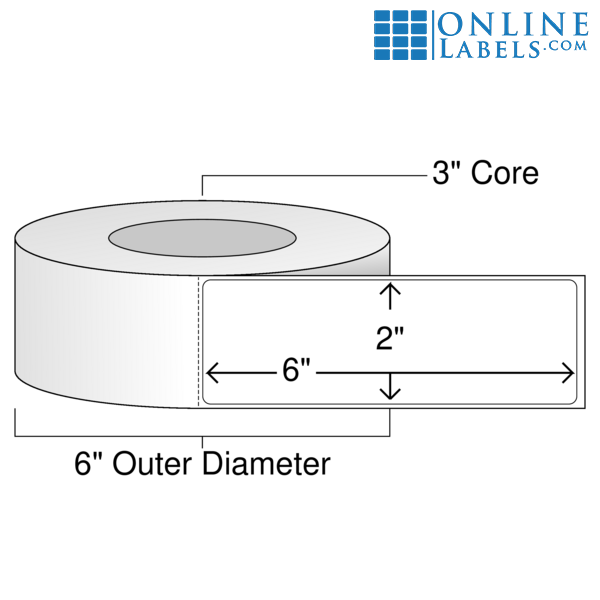 2" x 6" Inkjet Roll Labels - Weatherproof White Gloss - RL3998IW