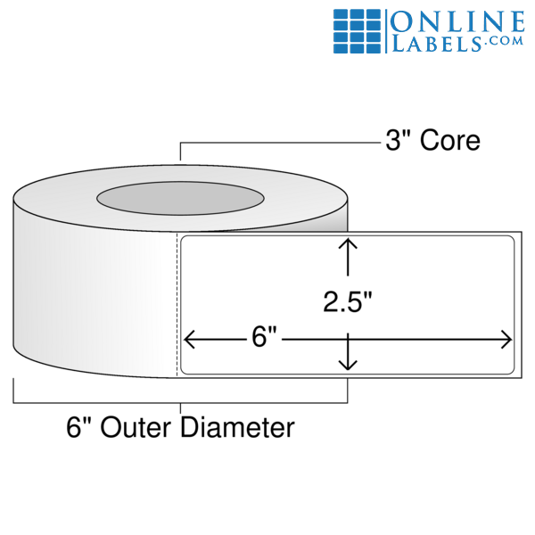 2.5" x 6" Inkjet Roll Labels - RL4055
