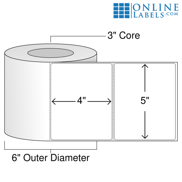 5" x 4" Inkjet Roll Labels - White Gloss - RL4108GW
