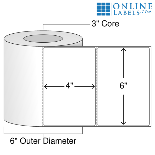 6" x 4" Inkjet Roll Labels - Weatherproof White Matte - RL4111JW