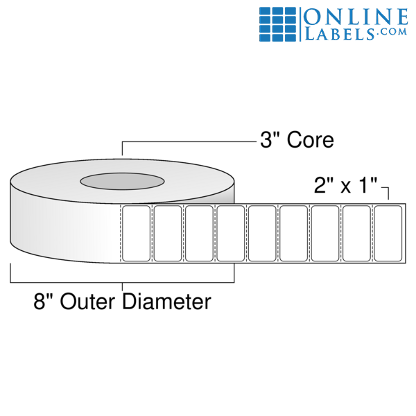2" x 1" Roll Labels w/ 3" Core - Standard White Direct Thermal - RL778DT